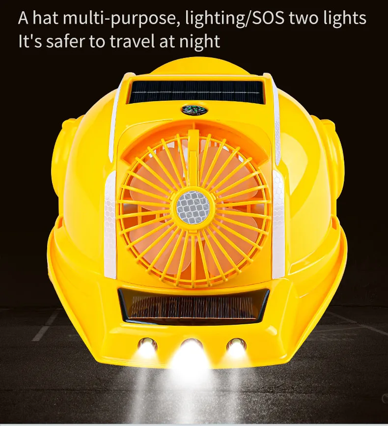 Smart Construction Site Sos Headlight Air Conditioning Solar Safety Fan ...