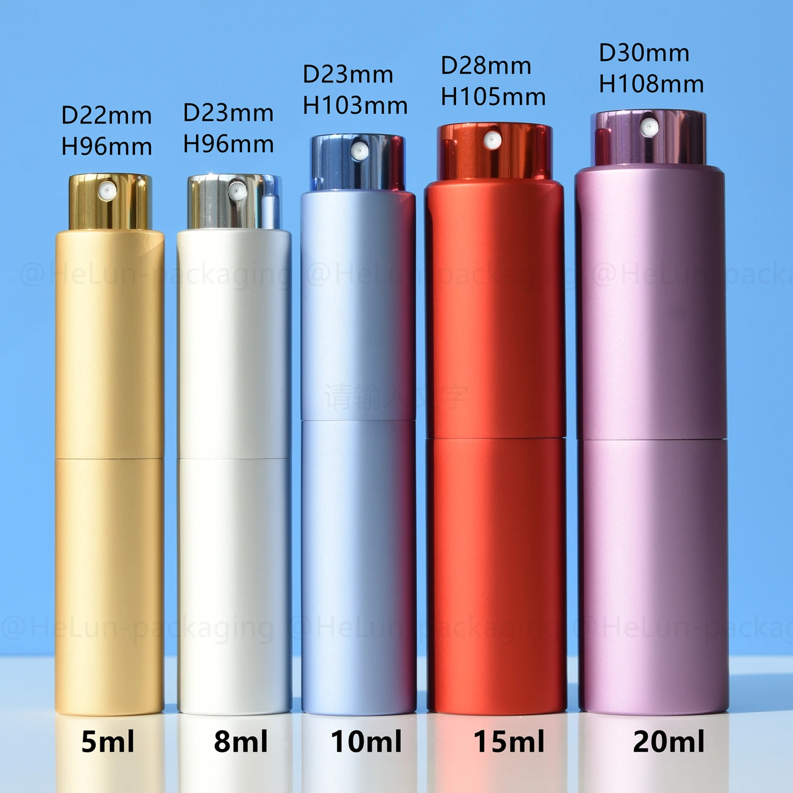 Helun Stock 10ml Portable Gold Black Matte Aluminum Perfume Decant