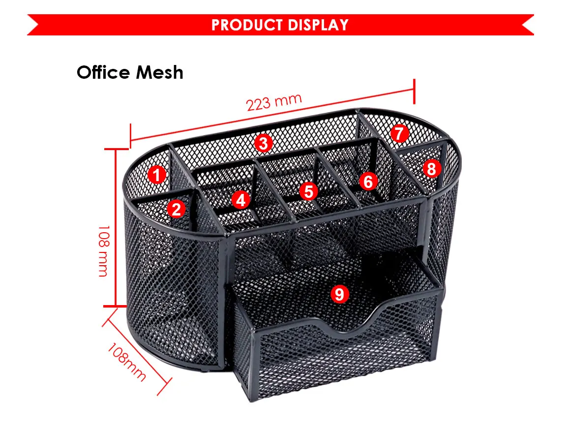 Foska Large Metal Desk Tidy - Organize with Style