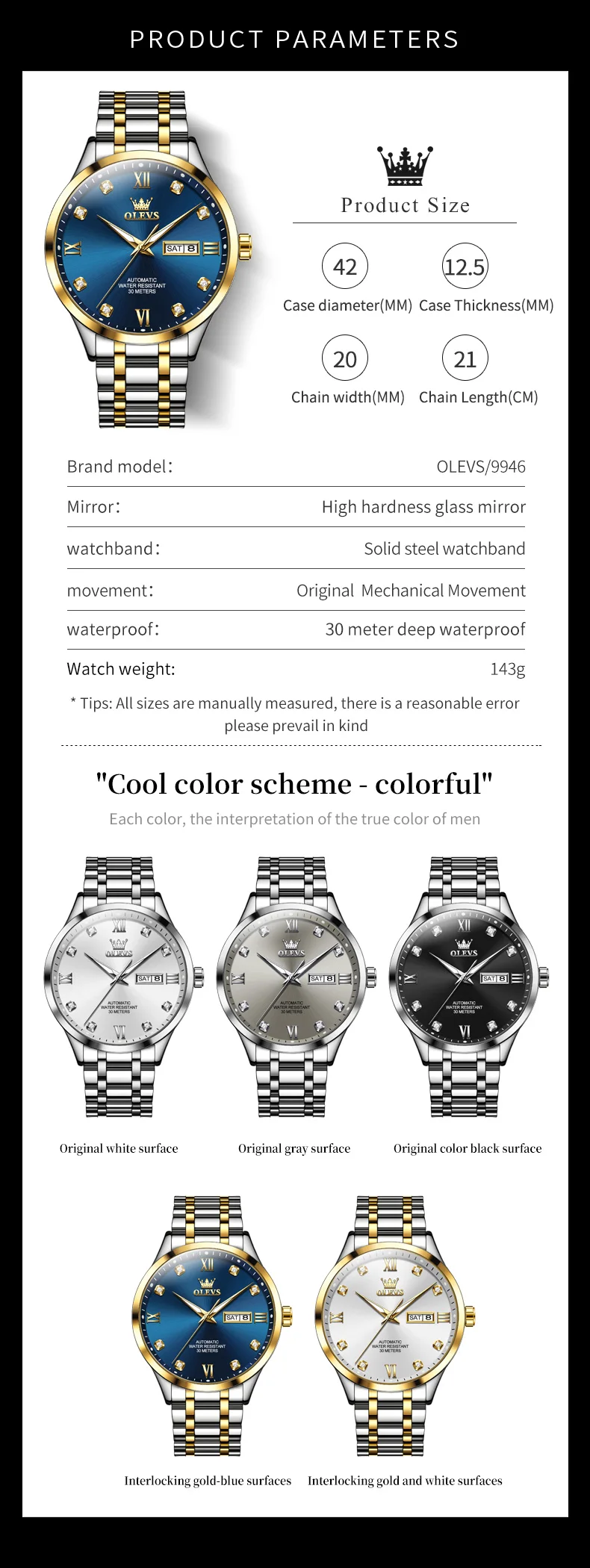 OLEVS 9946 Custom Automatic Men's Watch - Luminous & Waterproof