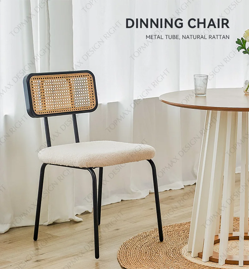 Industrial Style Natural Rattan Dinning Restaurant Dining Chair French ...