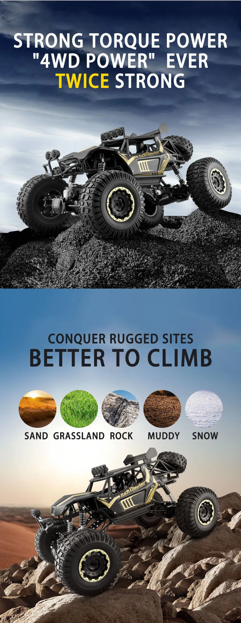 Aijh 2.4G 50CM Remote Control Car - High Speed Rock Crawler