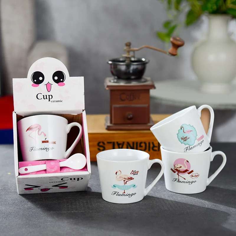 Custom Pretty Ceramic Kids Cup Set and Gift Box Cartoon Design Child ...