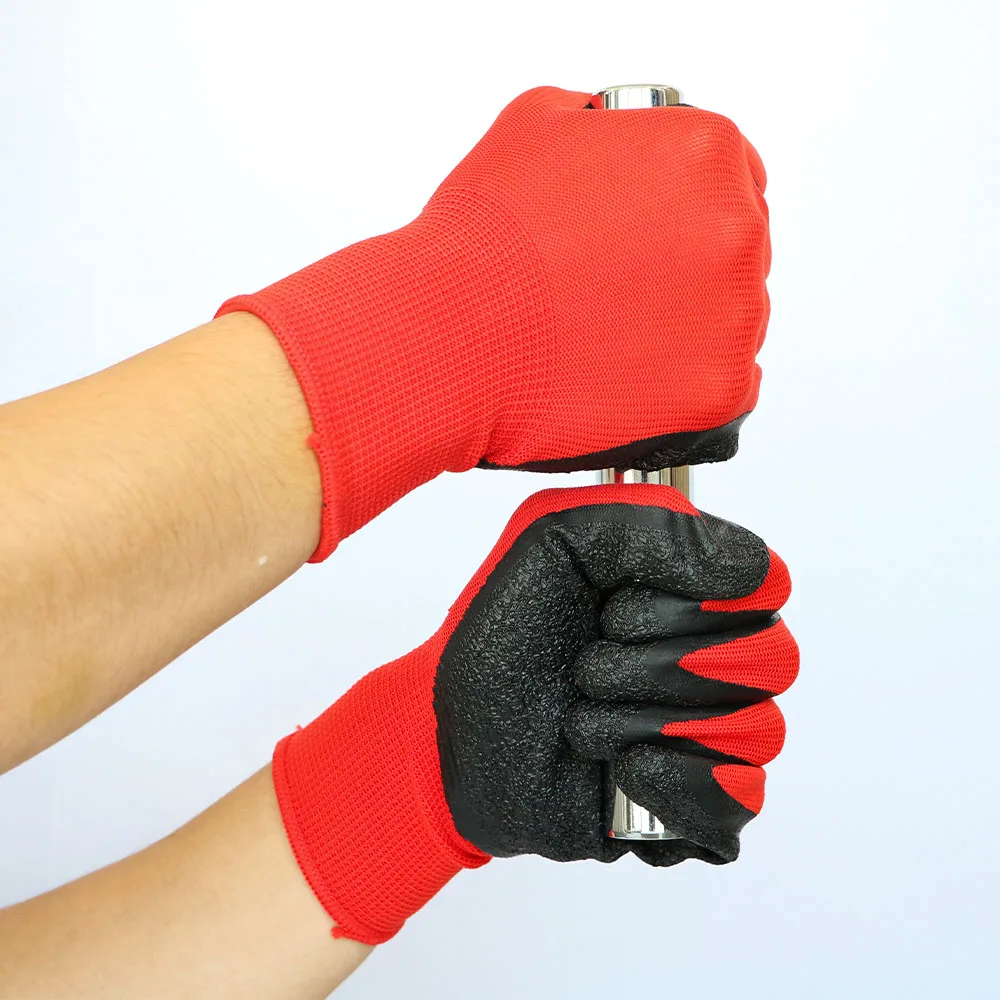 Cheap CE Certified Secure Grip Anti Slip Crinkle Latex Coated Safety ...