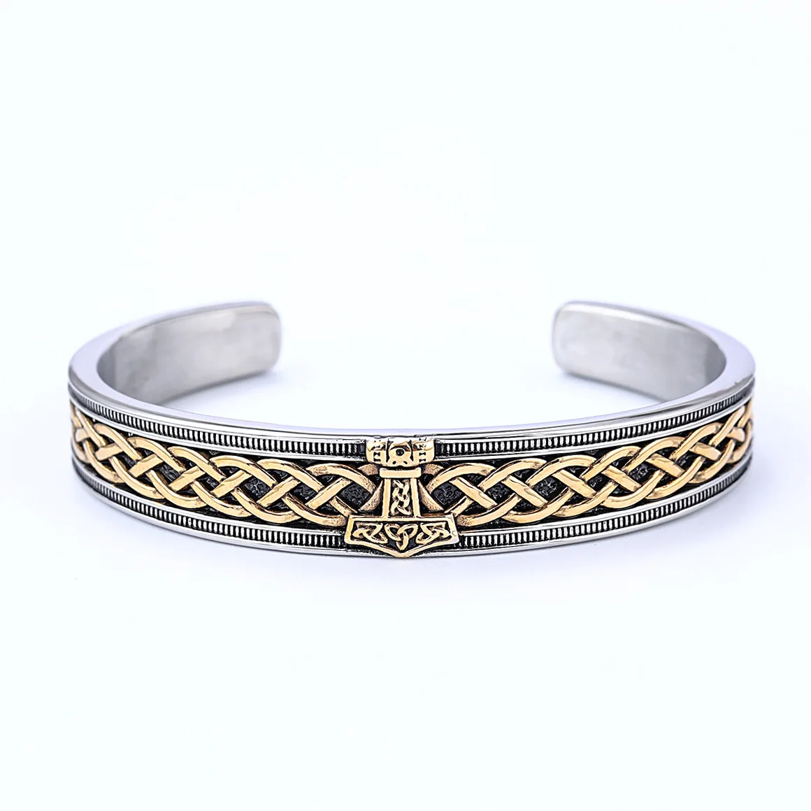 Nordic Viking Rune Valknut Stainless Steel Open Bracelet Mantra Cuff ...