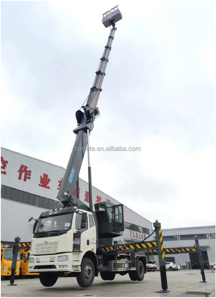 Faw 45m Telescopic Boom Bucket Manlift Truck Aerial Work Platform Truck ...