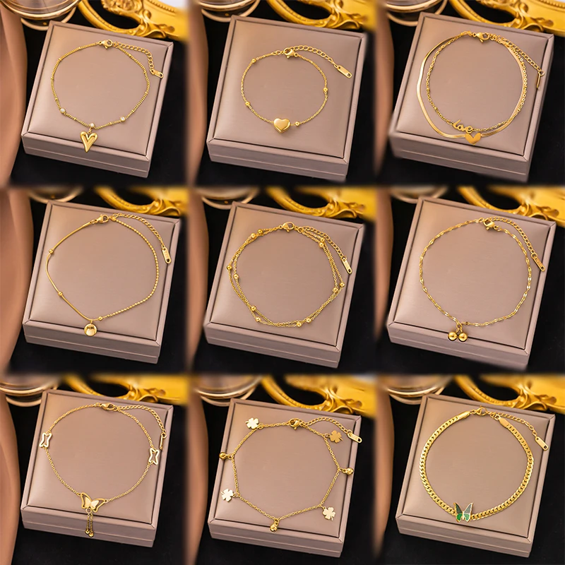 Women's New Fine Stainless Steel Jewelry Anklets Simple and Versatile ...