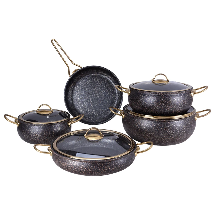 Black Cookware Sets Cooking Pot Set Non-stick Cookware Saucepan ...