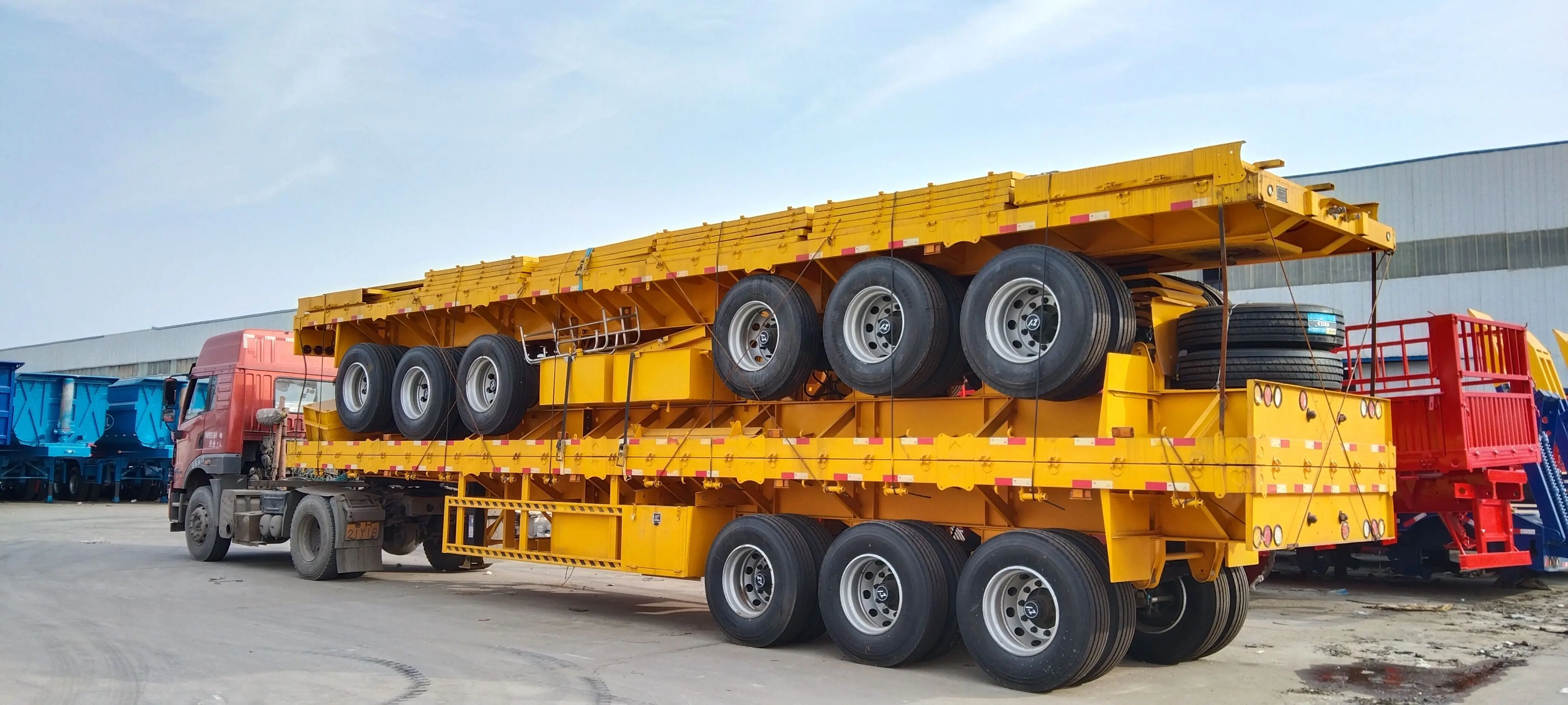 Shipping 20ft 40ft 50ft 53ft 40 Feet 2 3 4 5 Axles Flatbed Semi Truck ...