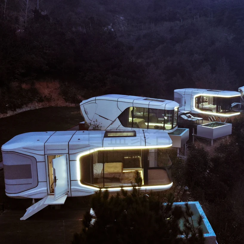 Luxury Eco Prefab Outdoor Space Capsule Home 2 Bedrooms With Kitchen ...