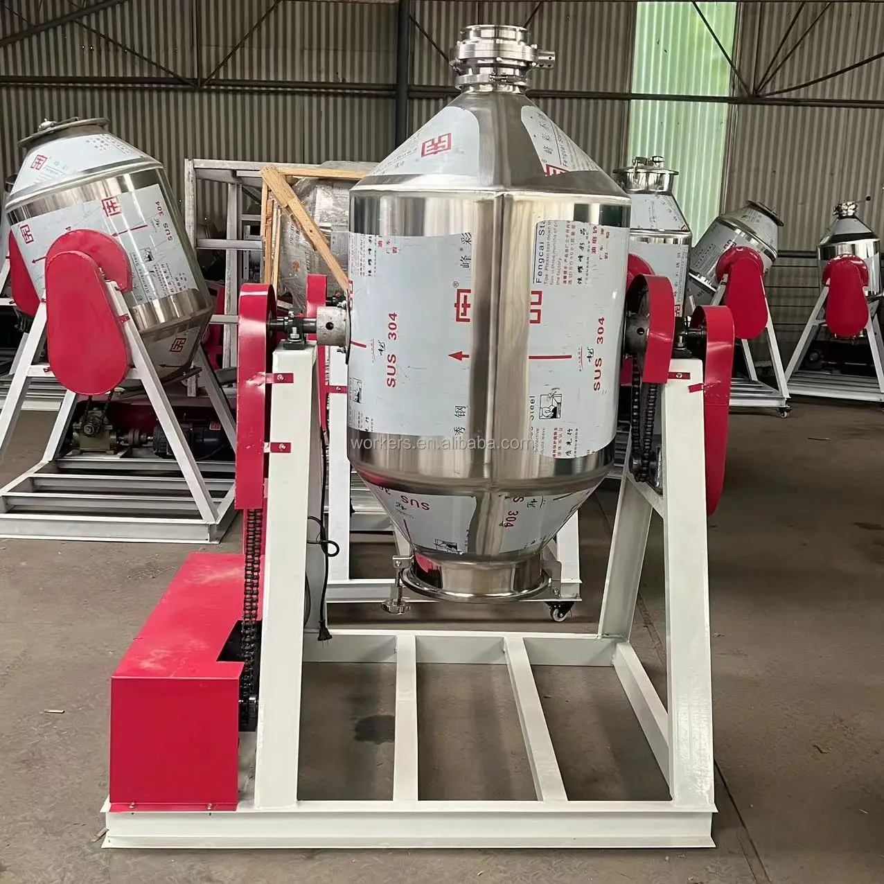 SUS304 Industrial Powder Mixer 50kg 100kg 200kg Drum Blender ODM