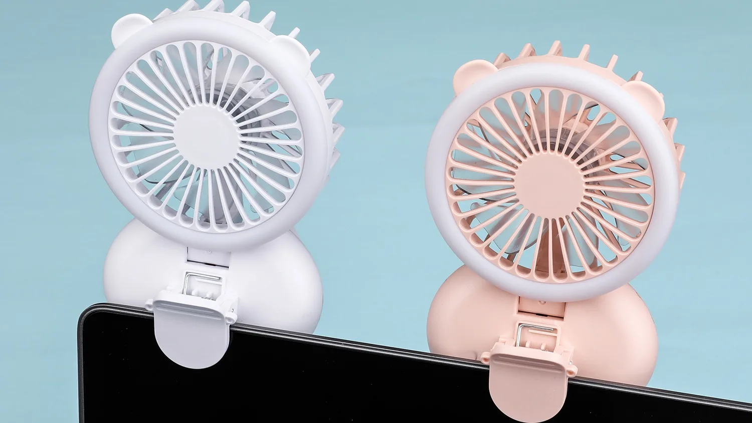 Wholesale Customized Logo Clip Fan With Makeup Mirrors Light Filling ...