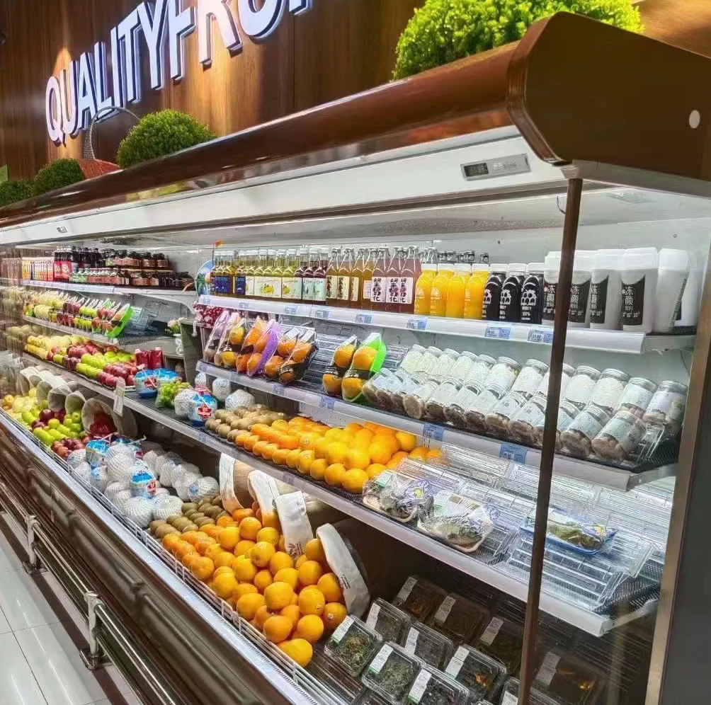 Multi Deck Upright Chiller Open Front Fruit Vegetable Display ...