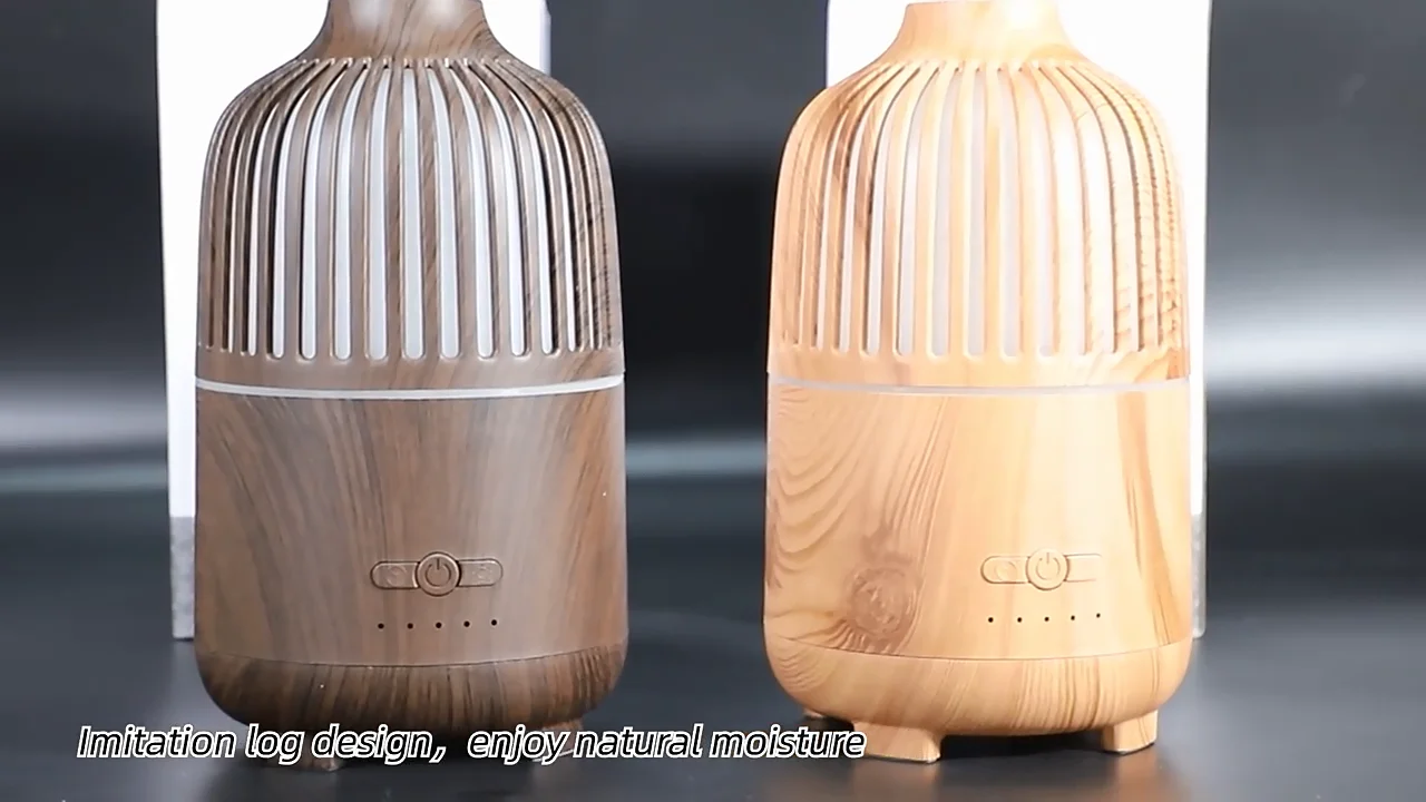 500ml Ultrasonic Electric Air Humidifier Aroma Mist Essential Oil Diffuser Wood Grain Aroma ...