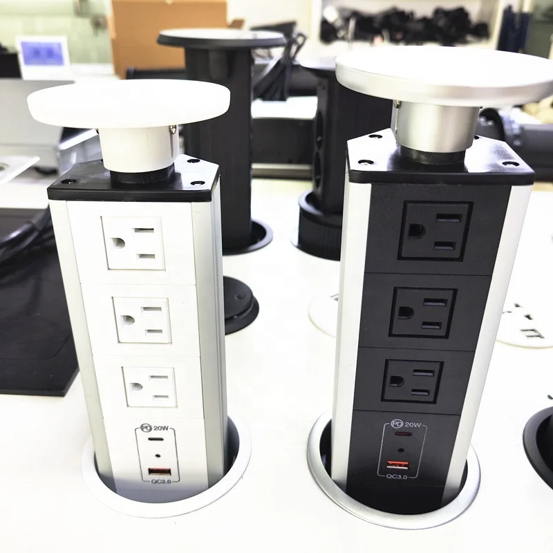 90mm Us Power Outlet Tabletop Kitchen Worktop Vertical Hand Pull Pop Up ...