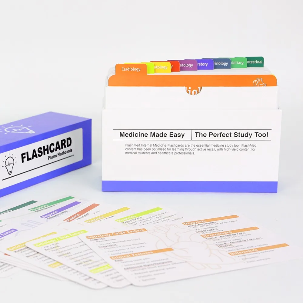 Custom Printing 200 Medical Knowledge Pharmacology Flash Cards Learning ...