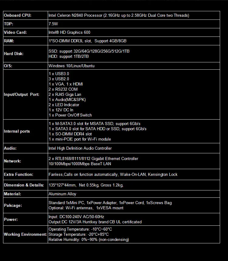 X86 Celeron N2840 Mini-Pc - Industrial Strength & Efficiency