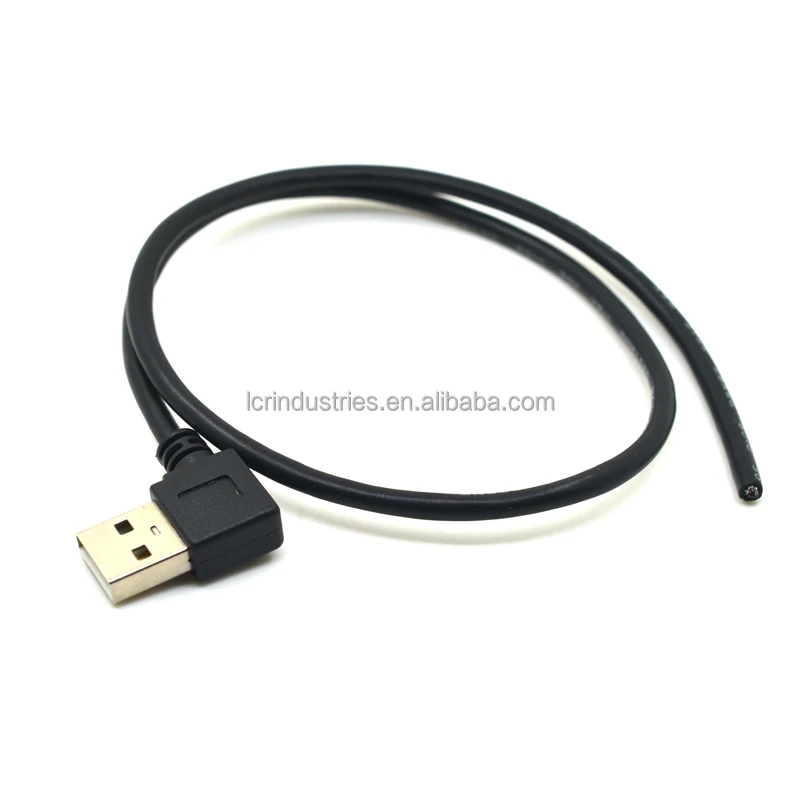 Right Angle USB A to Open End 90 Degree Cable - 0.5m