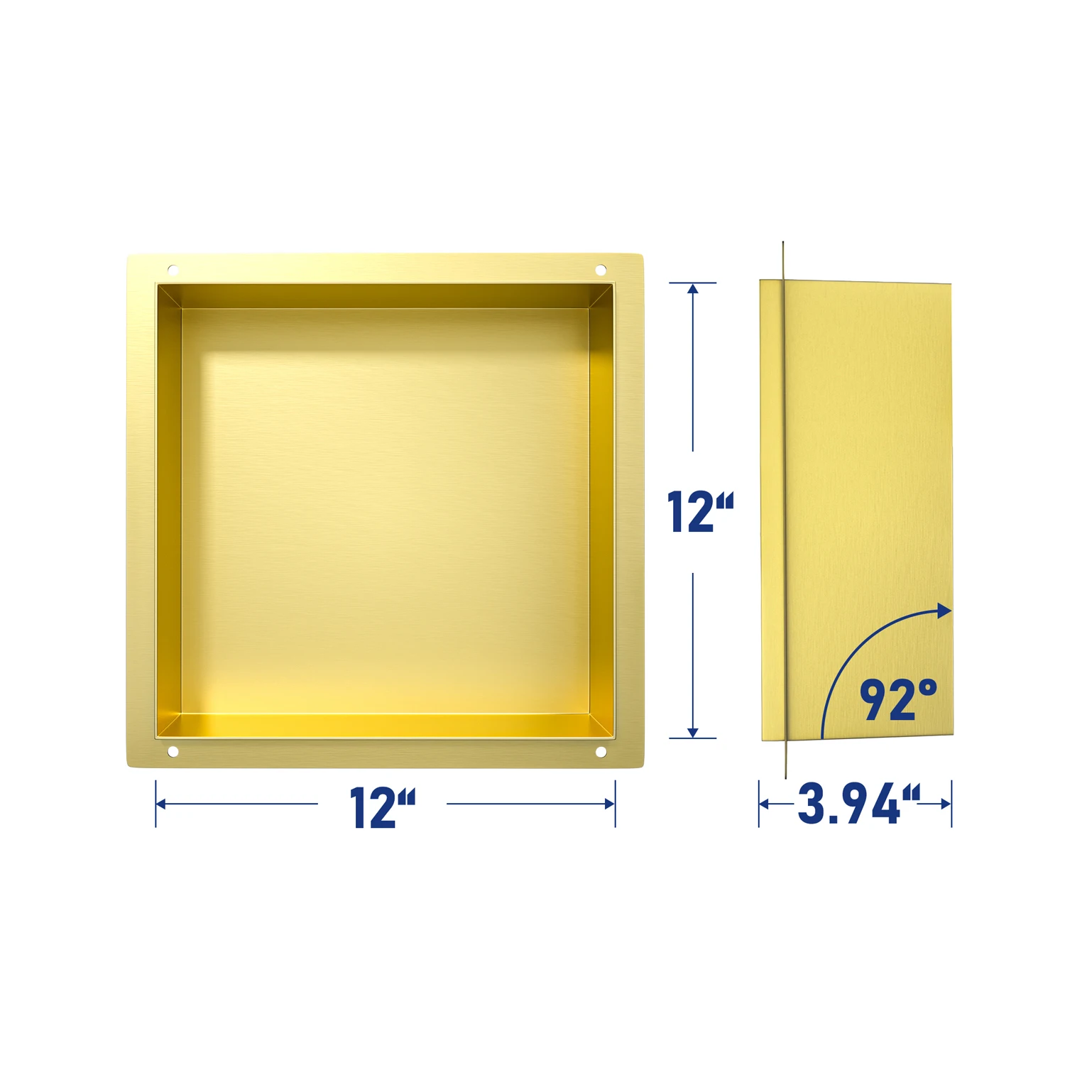 Neodrain Perfectly Sized Wall Shower Niche Insert 12 X 12 Inch Brushed ...