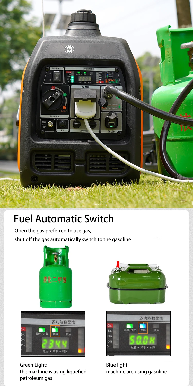 Pure Sine Wave Gasoline Inverter Generator 5kw Dual Fuel Epa Diesel ...