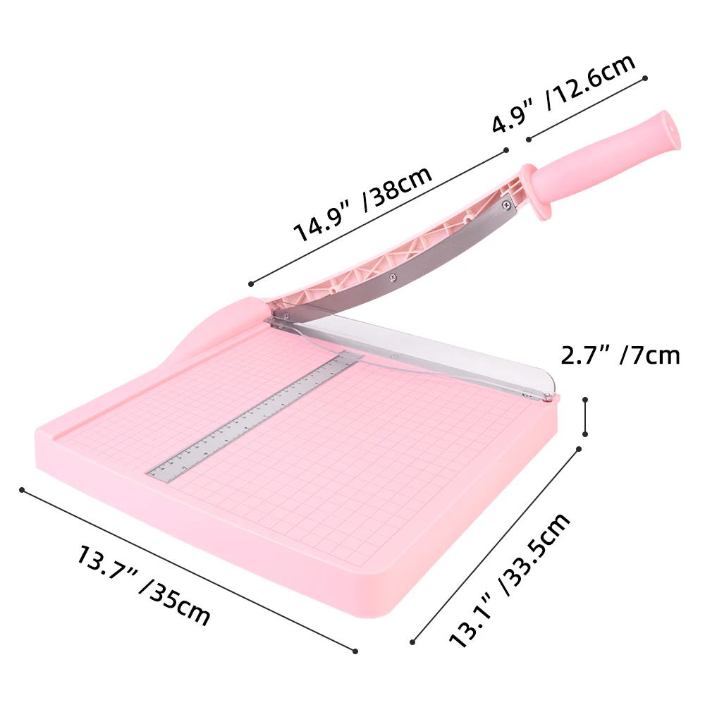 ZEQUAN A4 Guillotine Paper Cutter Pink - 12 Inch Manual Trimmer for Crafts
