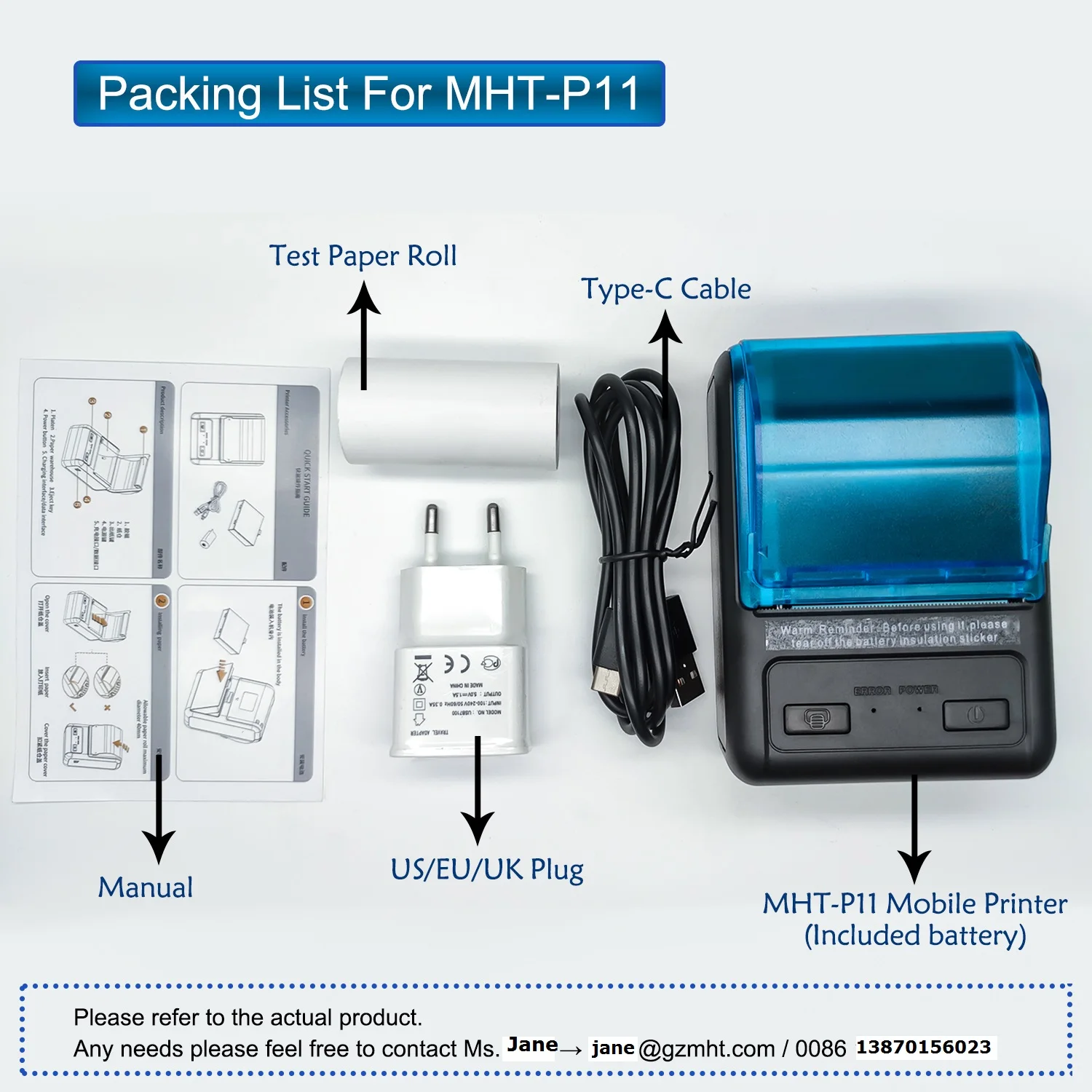 Mht-p11 58mm Mini Handheld Bluetooth Portable Mobile Thermal Receipt Printer - Buy Mini Portable ...