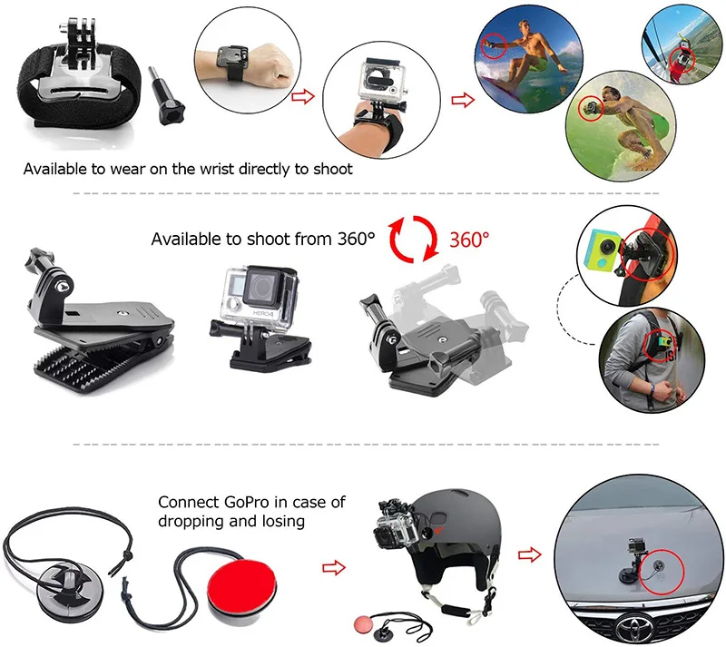 Jingying Factory Wholesale Action Camera Accessories Kit 40 in 1 Set ...