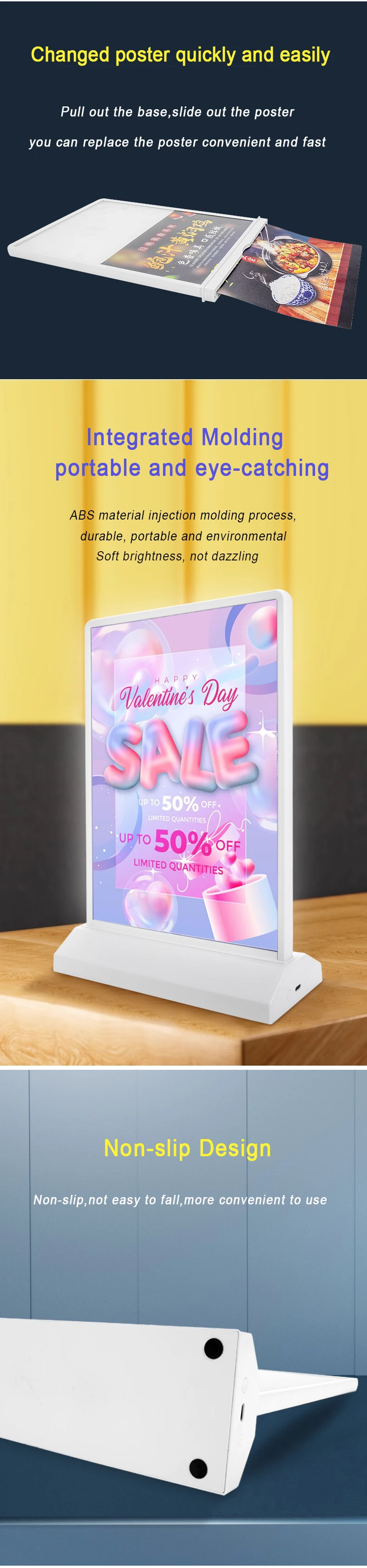 Wholesale Advertising Shop Display Business Sign Rechargeable Led Menu ...