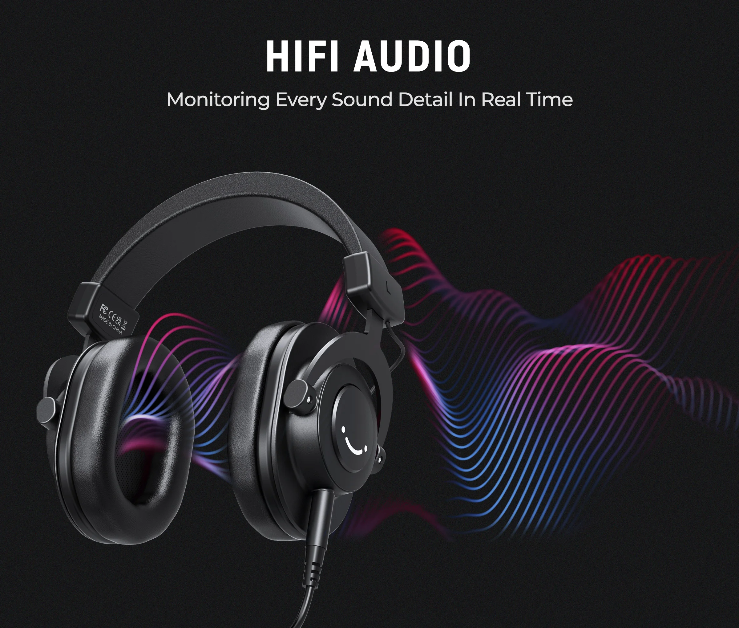 Fifine H8 Wired Over Ear Headphones - Professional Studio Monitor ...