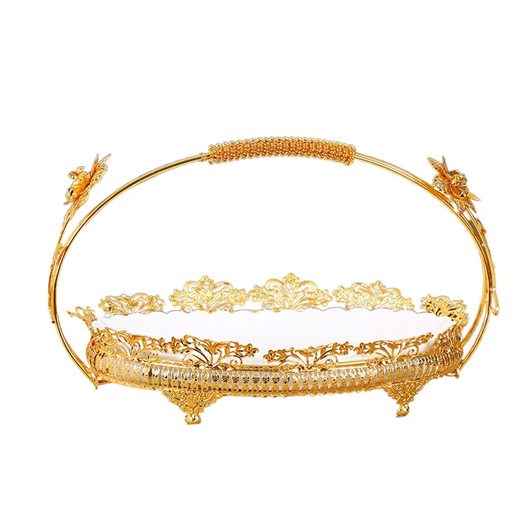 Luxury European Snack Tray Metal Decoration Dried Fruit Plate Gold ...