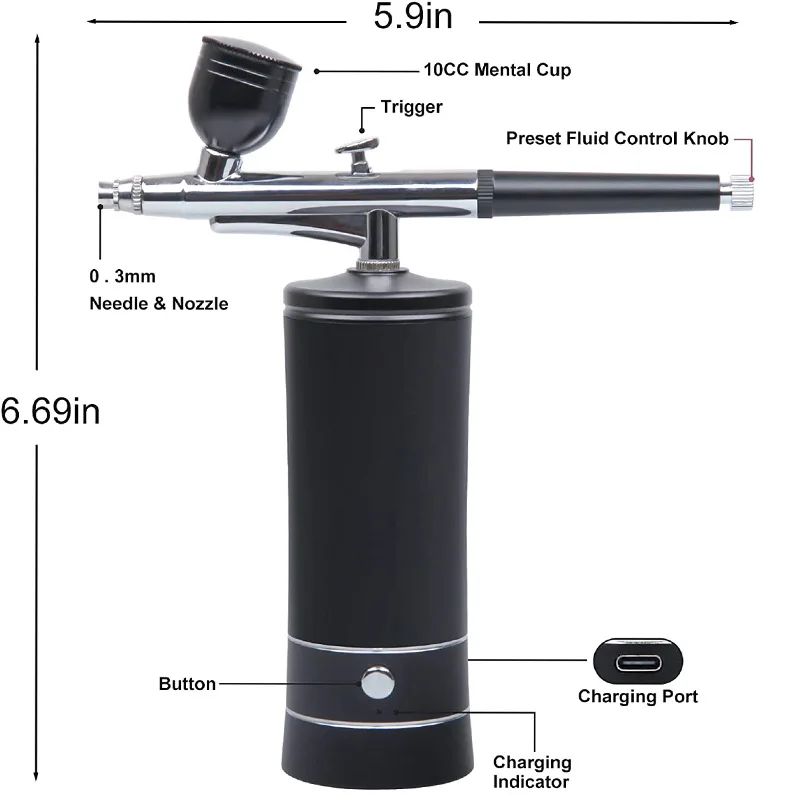 Cordless Airbrush Kit - Professional Portable Paint Gun
