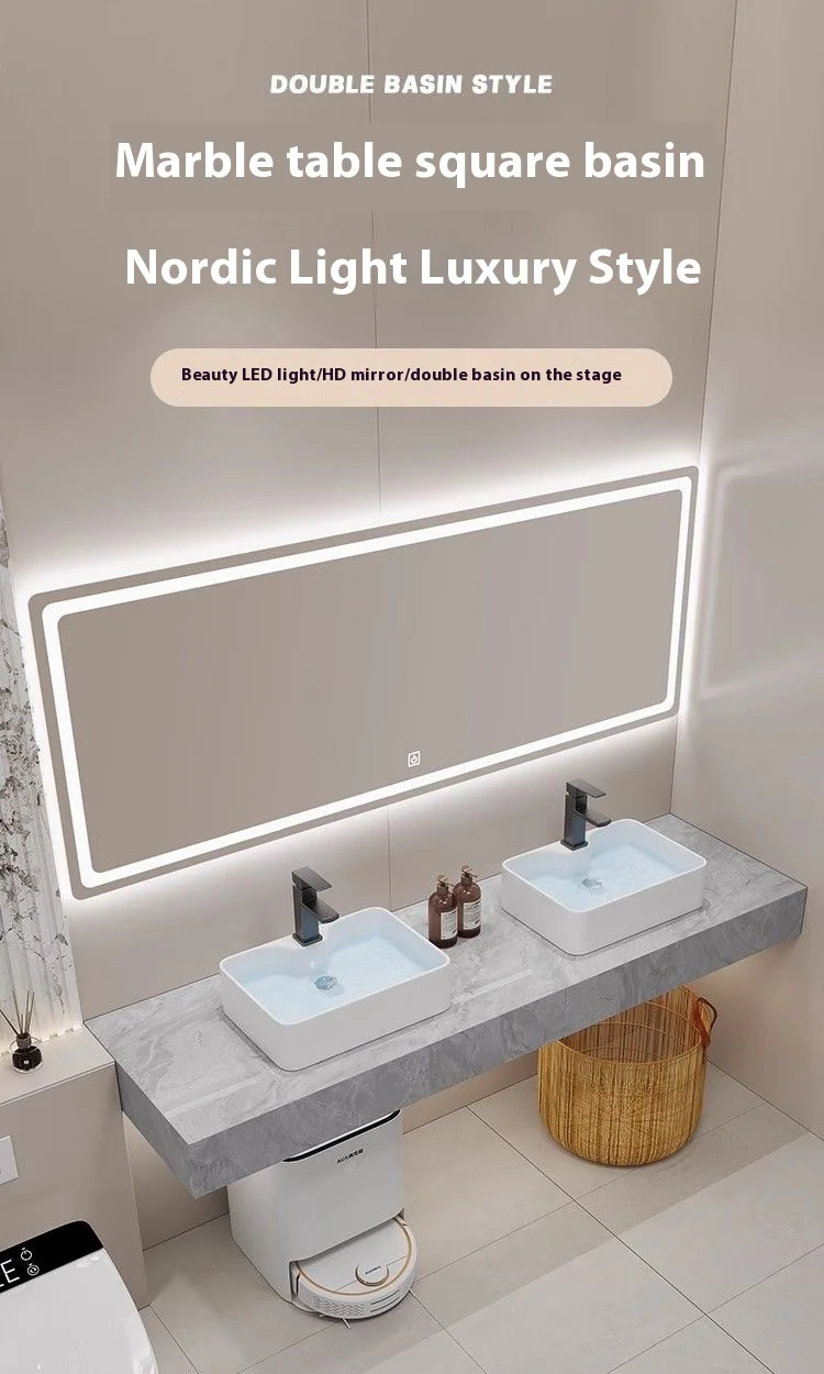 Modern Luxury Led Mirror Custom Size Wall Mounted Floating Marble ...