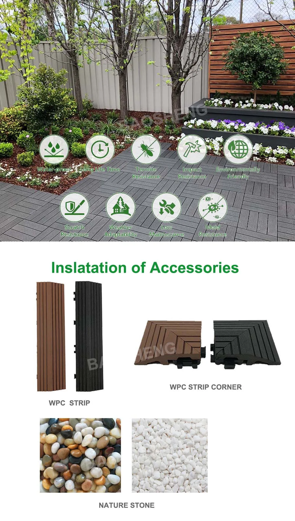 WPC DIY Interlocking Decking Tiles for Outdoor Patio - OEM | Wholesale