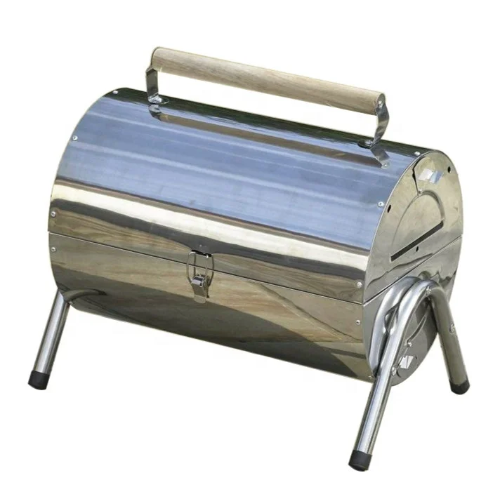 Pink Mini Camping BBQ Grill - Portable Barrel Design, Easy to Clean ...