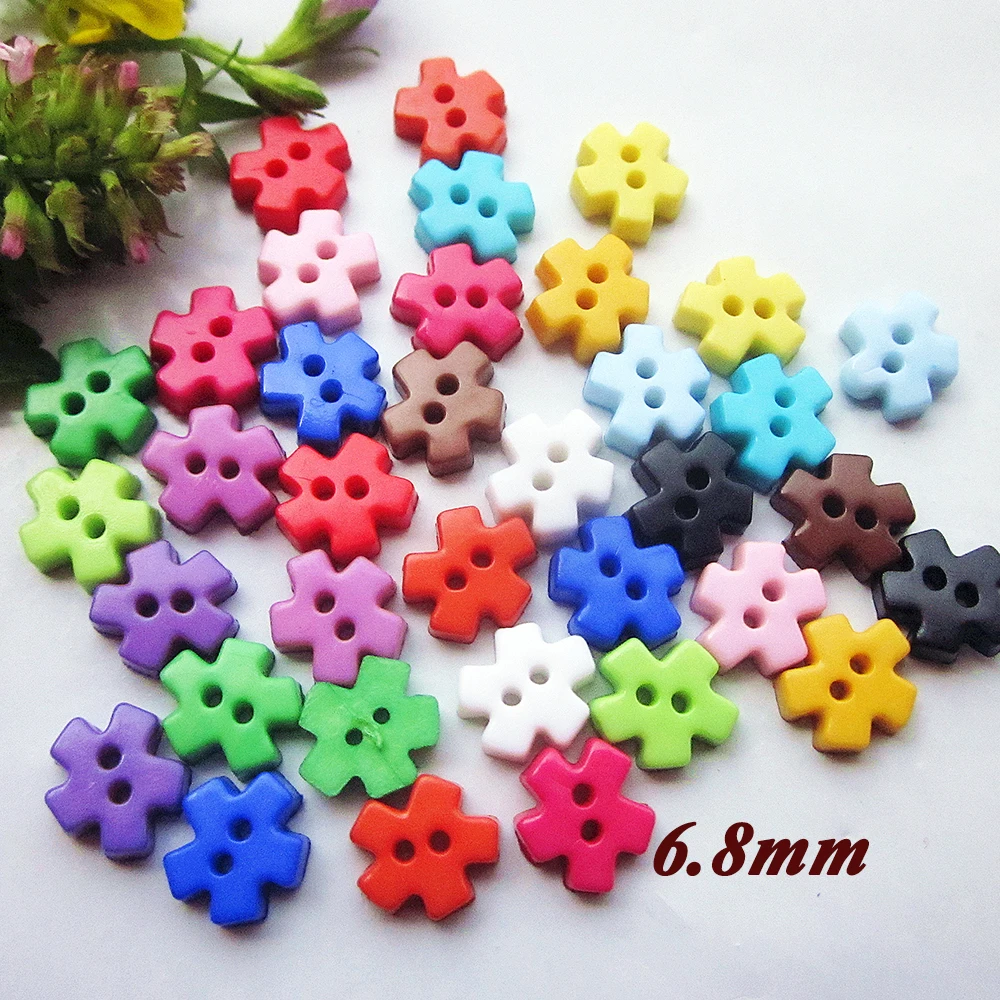 Low MOQ 6.8mm 2 Holes Colorful Snowflake Mini Doll Buttons for Sewing ...