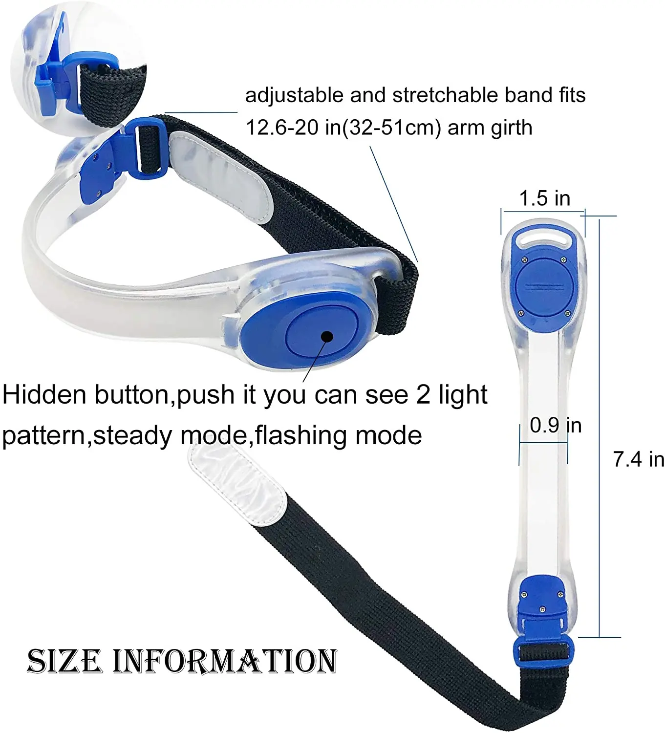 Umione Glow In Dark Reflective Adjustable Armband Light Up Armband ...
