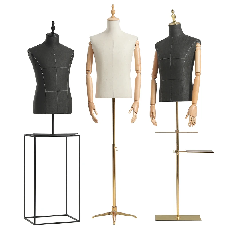 Suit Display Fabric Male Torso Mannequin Half Body Mannequin With Metal ...