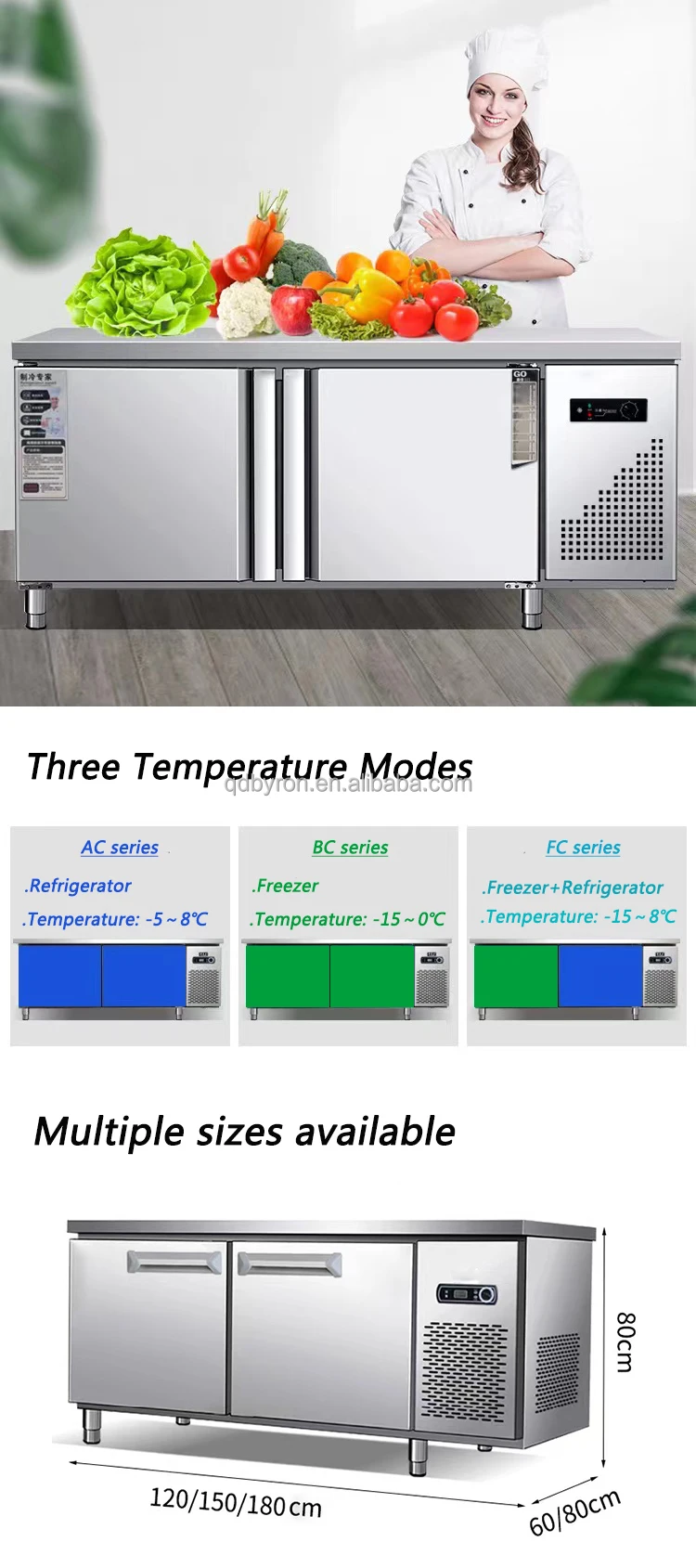 Commercial Stainless Steel Prep Table Refrigerator Double Door ...
