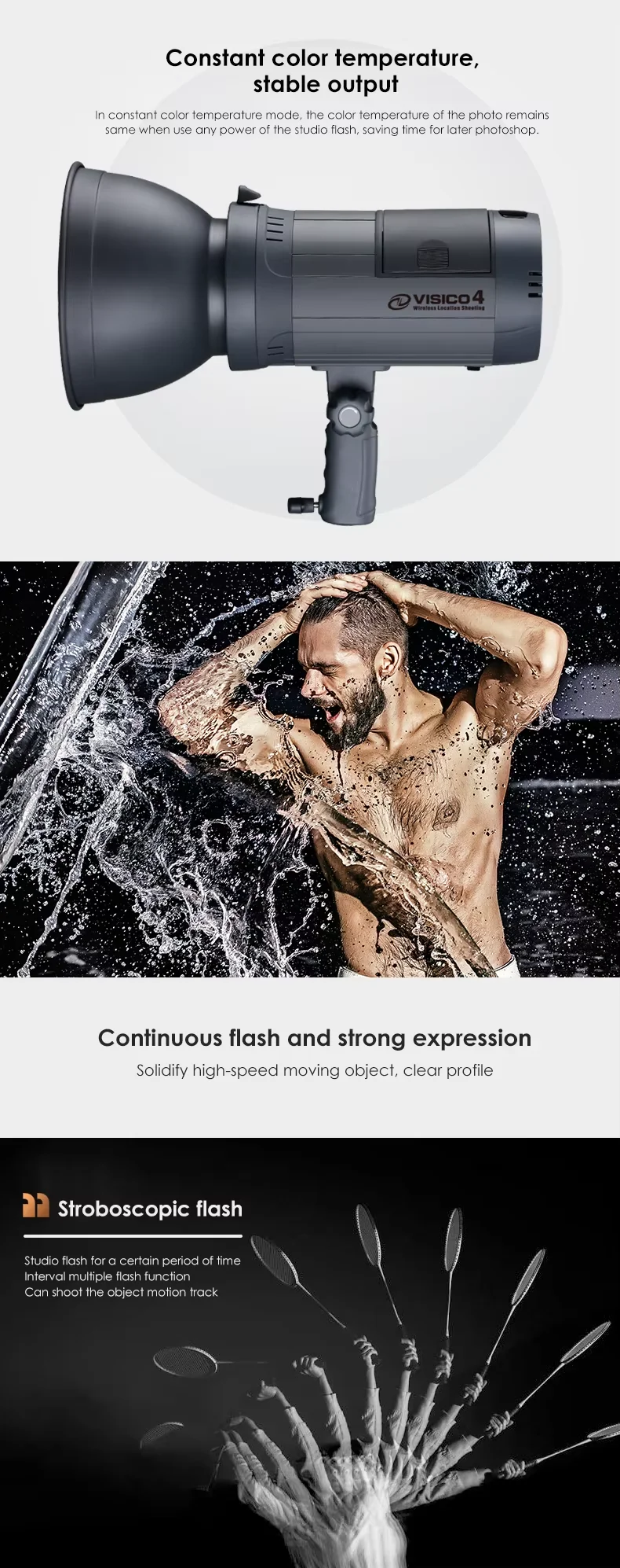 Visico 4 Portable Flash Strobe Light - Perfect for Outdoor Photography