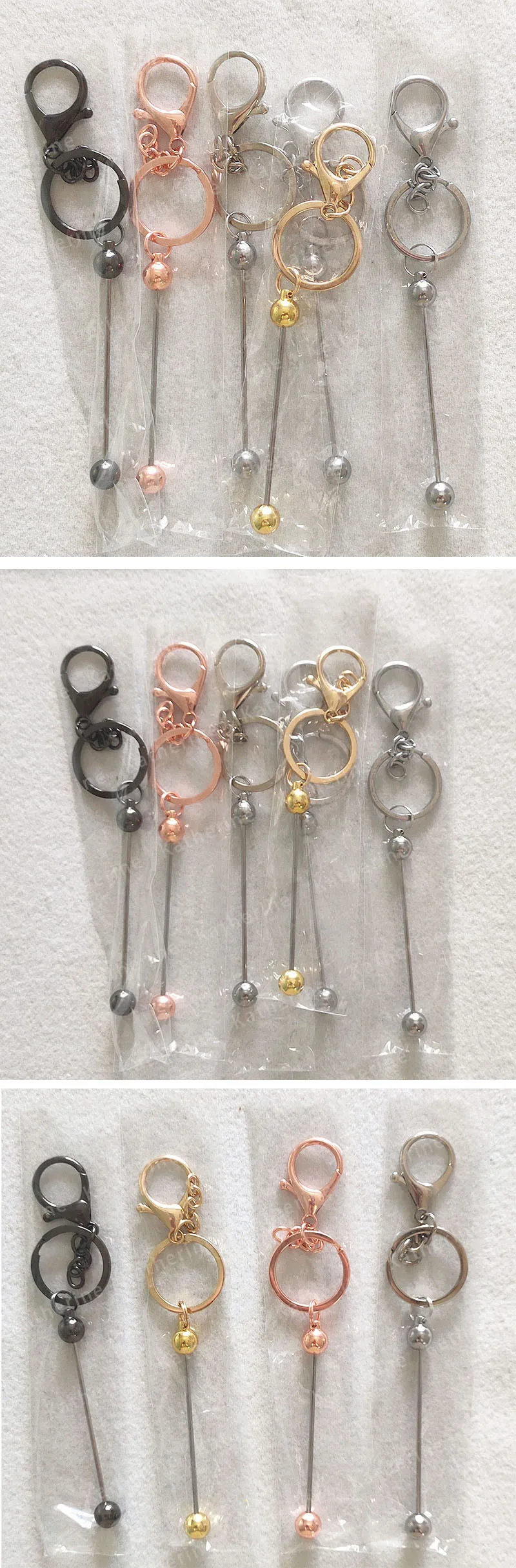 Stock 2mm Beadable Keychain Bar Jewelry Crafts Blank Metal Keyring Add ...