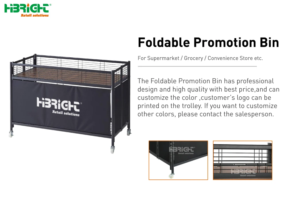 Commercial Steel Frame Supermarket Promotion Bins Grocery Foldable ...