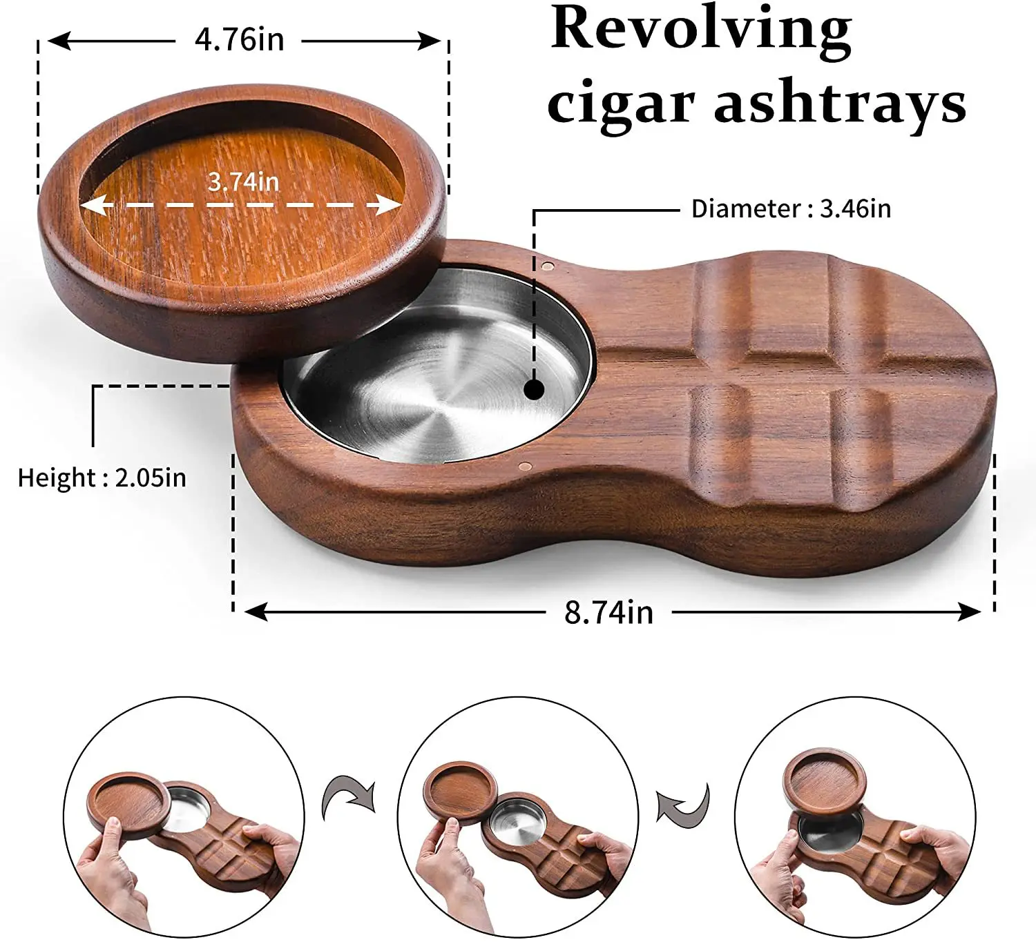 Wooden Ashtray with Lid - Durable & Easy to Clean