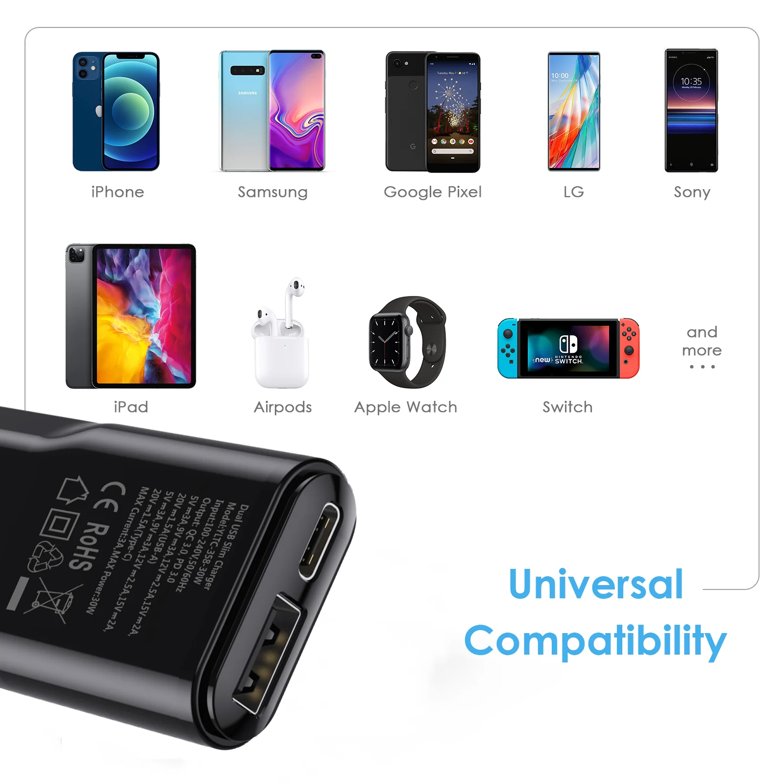 Micro Usb Type C Fast Charging Charger Emergency Mobile Phone Small ...