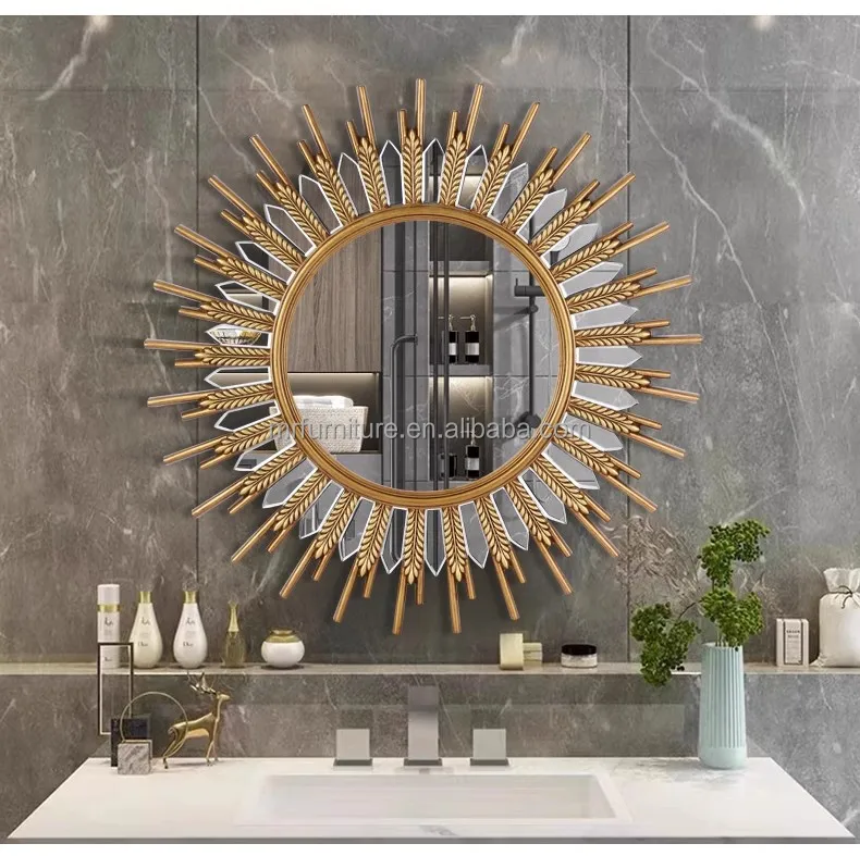 Modern Luxury Wall Mirror Glass Sun Decorative Hanging Art For Entryway ...