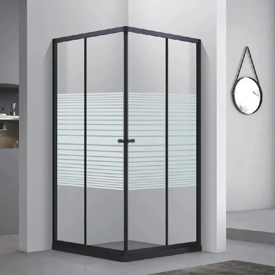 Modern 90x90 Square Shower Stall with Sliding Glass Enclosure