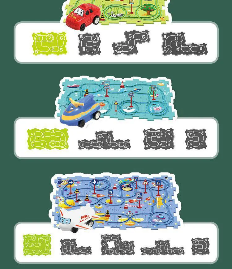 Logic Board Game Kids Jigsaw Puzzles Race Car Track Toys Slot Rail Toys ...
