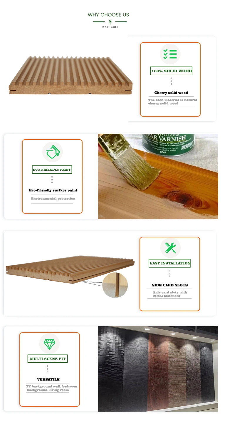 E&R Wood Solid Wood Carving Fluted Planks Wood Grain Wall Board White ...