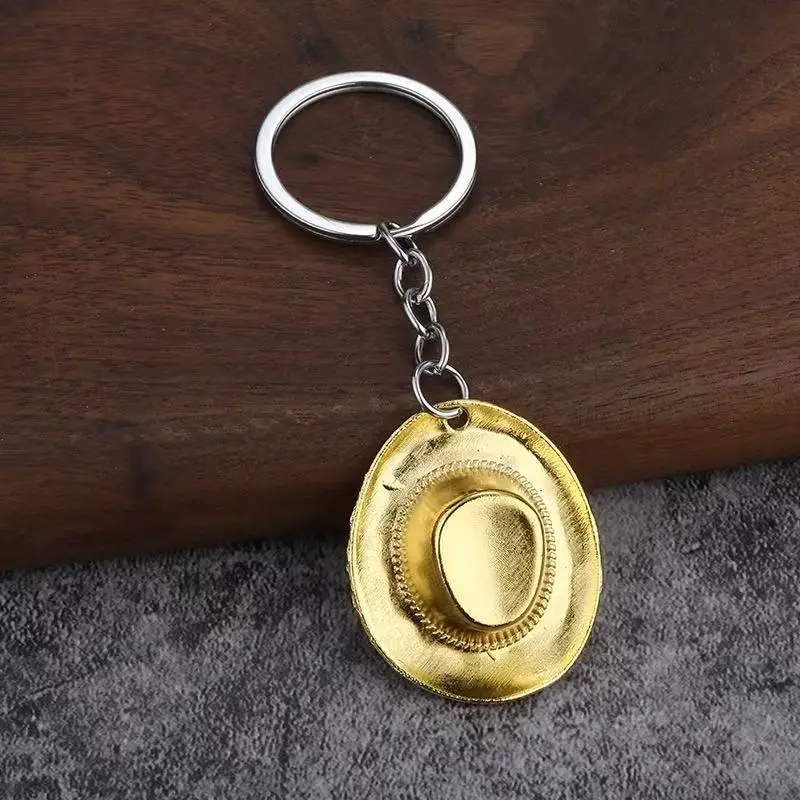 Vintage Western Style Bronze Cowboy Hat Keychain