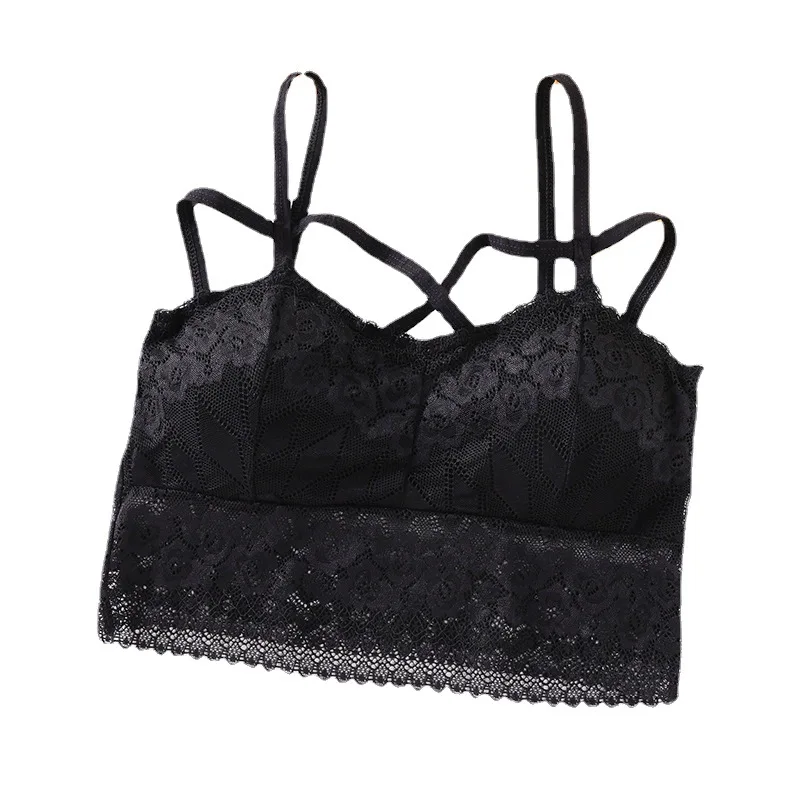 Sexy Lace Thin Cross-back Breast-wrapped Strapless Vest Without Steel ...