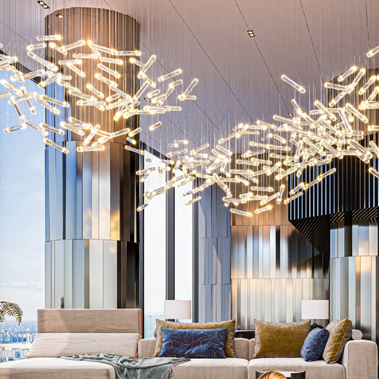 Hotel Light Fixtures Lobby Villa Led Chandelier Interior Atmosphere ...